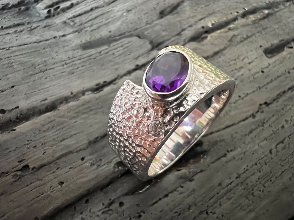 XXL G 69 Ring mit Amethyst und weissem Saphir Silberschmied | Kaufen ...