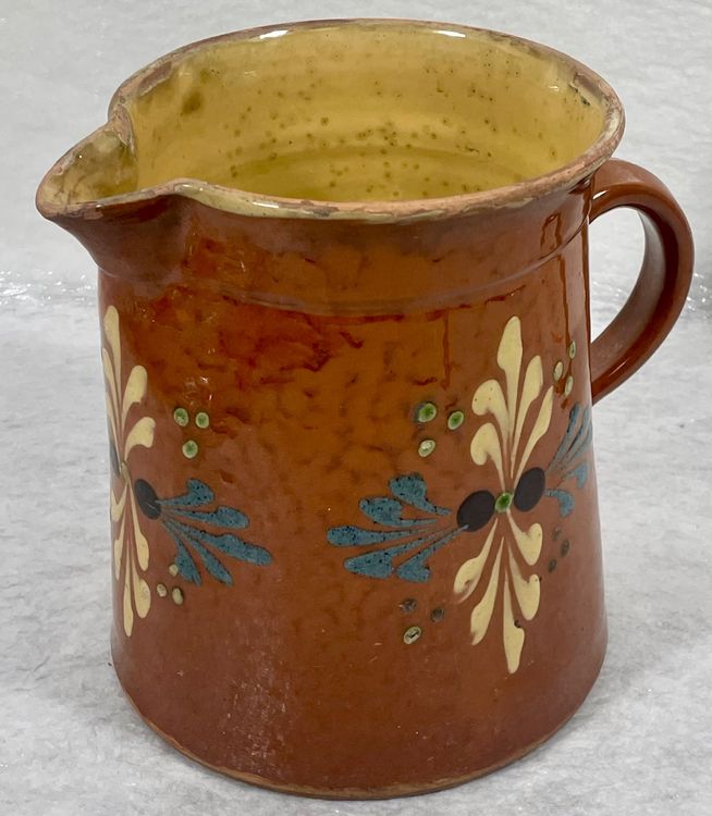 Vintage Grosse Keramik Krug mit Blumen Motiv | Kaufen auf Ricardo