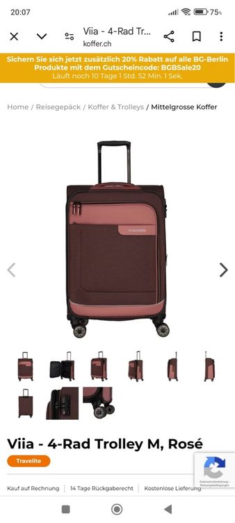 Reisekoffer Trolley M, Via, 4-Rad, TSA, Rosé, 70-80 L (Neu und ...