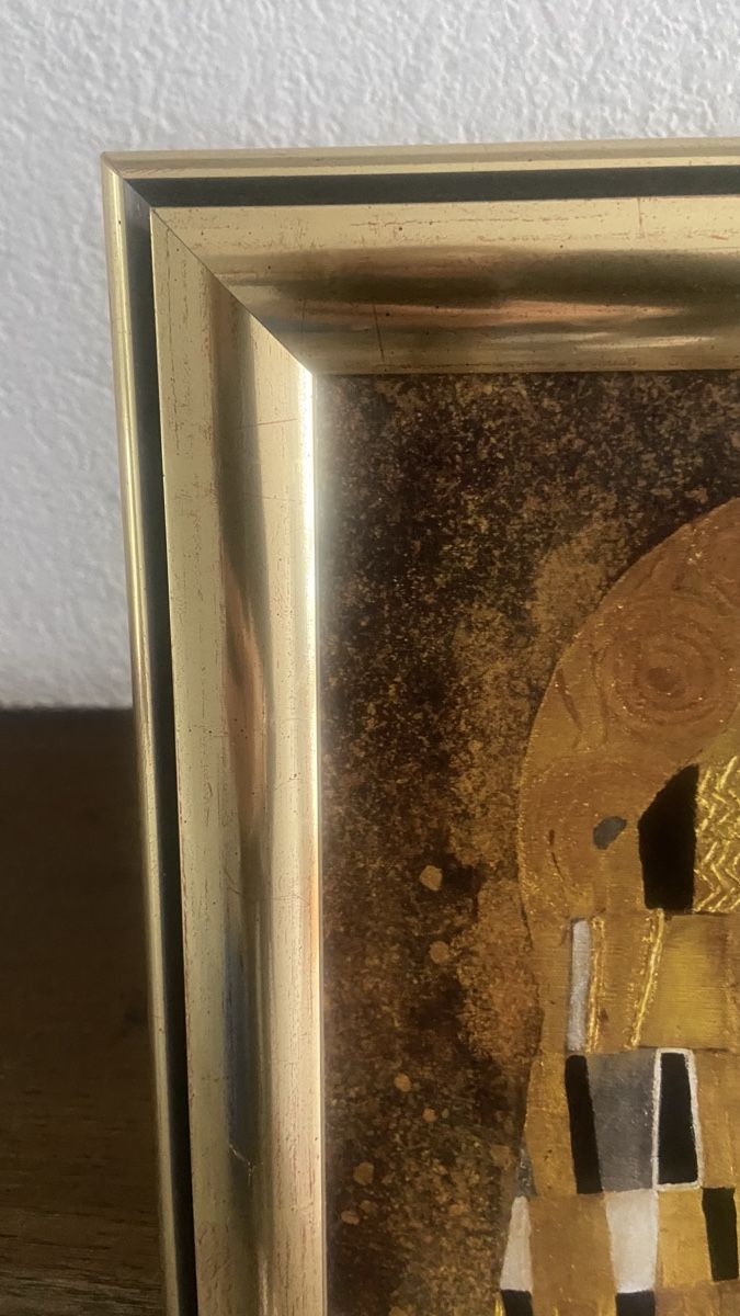 Gustav Klimt "Der Kuss" Bild aufgezogen mit Goldrahmen (Gebraucht) in ...