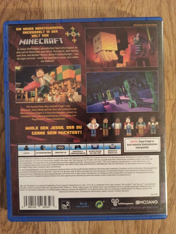 Minecraft Story Mode A Telltale Games Serie PS4 / PS5 📀🎮📀 (Gebraucht ...