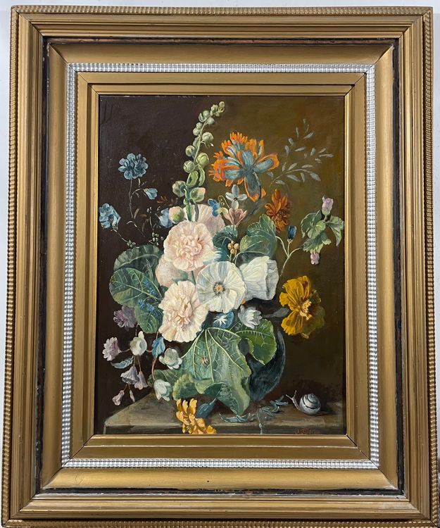 Antikes grosses Stillleben Gemälde mit Blumen unles Signiert | Kaufen auf Ricardo