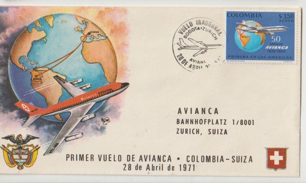 Flug 1971 Colombia-Suiza Avianca (Bogota-Zürich) | Kaufen auf Ricardo