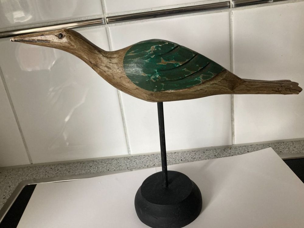 Deko-Vogel mit Metall-Ständer, Holz-Effekt, | Kaufen auf Ricardo