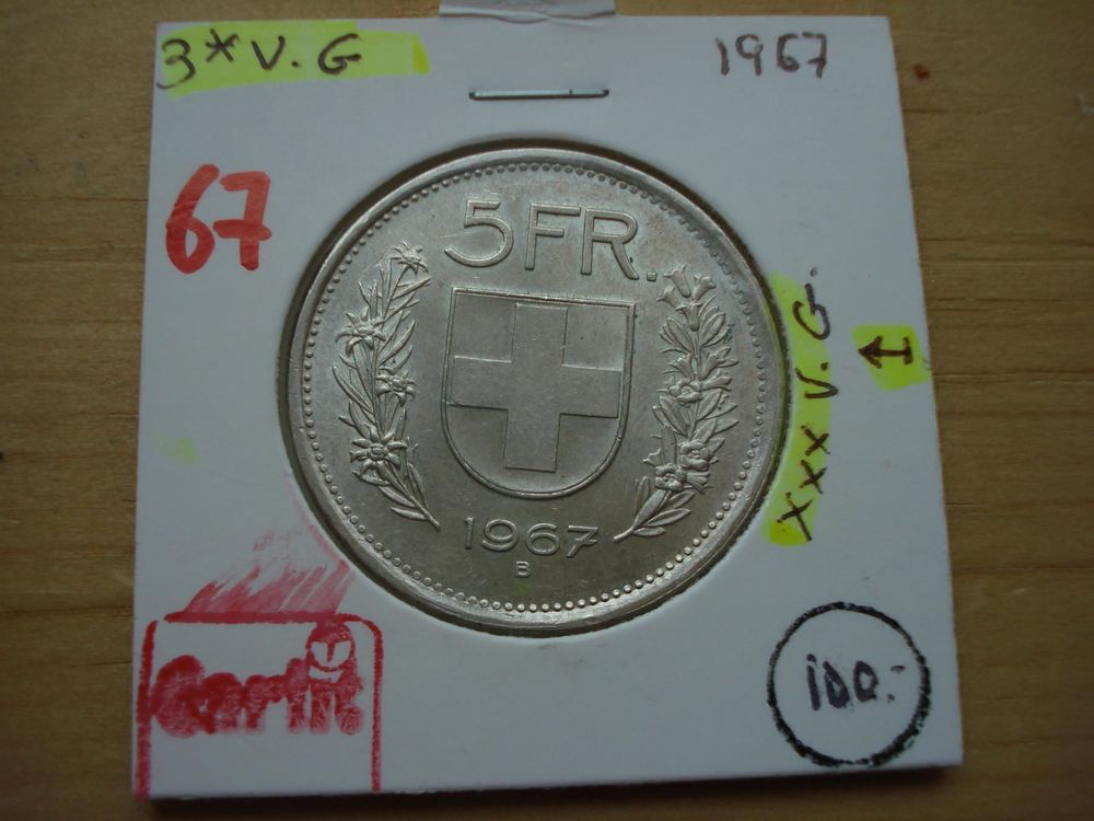 (67) 5 Franken 1967 3* (Gebraucht) in Erlach für CHF 119 – mit Lieferung auf Ricardo kaufen