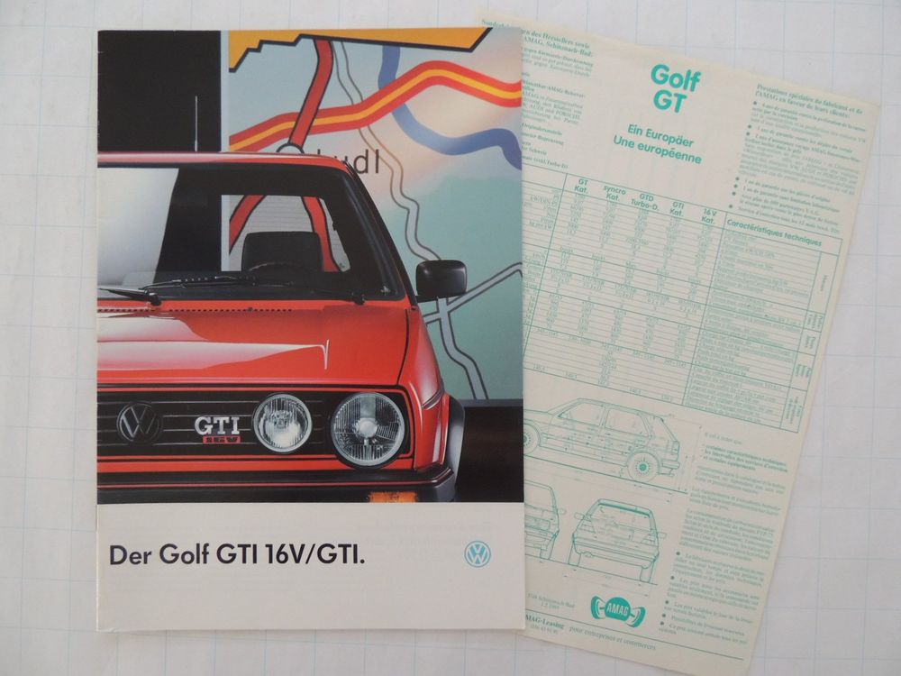 VW Golf GTI , Prospekt 1988 , sehr schön , Text d , W2 (Gebraucht) in ...