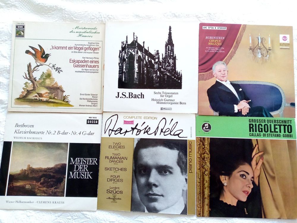 7 Klassik-Platten BACH, BEETHOVEN, CHOPIN, BARTOK, VERDI u.a (Gebraucht) in Möriken AG für CHF 1 ...