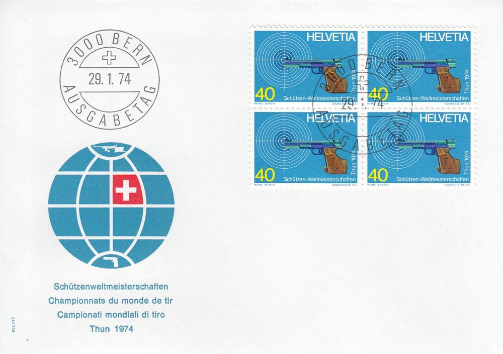 1974 Schützen WM 100 Jahre SATUS 50Jahre Jugi 3FDC 4er Block | Kaufen ...