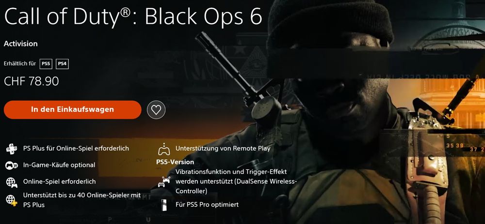 Black Ops 6 PS5 Digital Code für Download im PS-Store NEU (Neu und ...