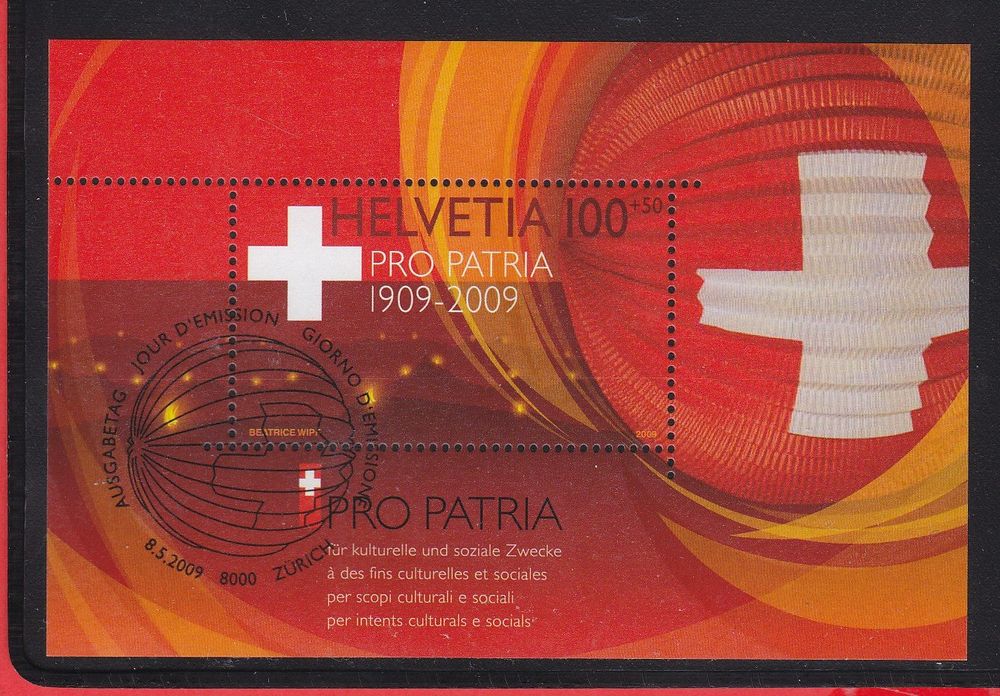 2009 Pro Patria Sonderblock ERSTTAG (Neu (gemäss Beschreibung)) in Adliswil für CHF 1.9 – mit ...