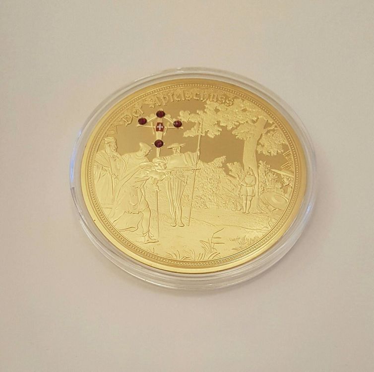 XXL - Goldmünz mit 4 Swarovski Elements | Kaufen auf Ricardo