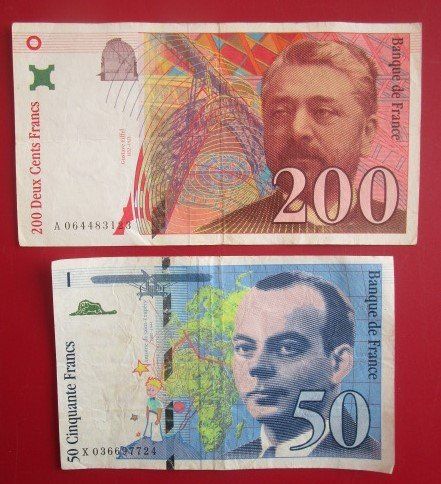 2 Französische Franc Banknoten 200 + 50 Francs 1996 + 1997 (Gebraucht ...