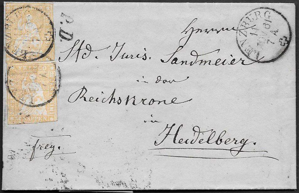 1863 Brief PD LENZBURG 25G 2x nach HEIDELBERG selten ab 1.- (Gebraucht ...