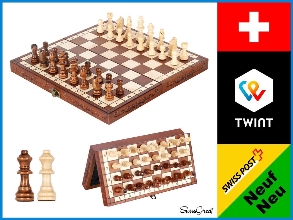 Schachbrett Schachspiel aus Holz mit Magnetfiguren (Neu und originalverpackt) in Develier für ...