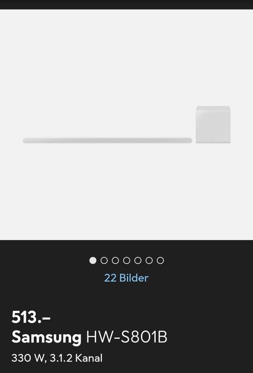Soundbar Samsung HW-S801B mit Subwoofer (Neu (gemäss Beschreibung)) in Schönenbuch für CHF 121 ...