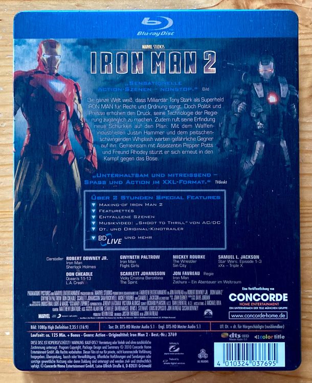 Iron Man 2 (Steelbook-Edition, Downey Jr./Paltrow/Rourke) (Gebraucht ...