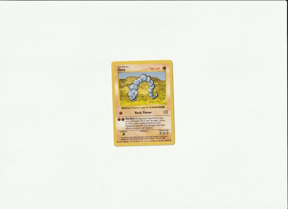 Vintage Pokémon Karte 1999 Base Set Shadowless Onix EN (Gebraucht) in ...