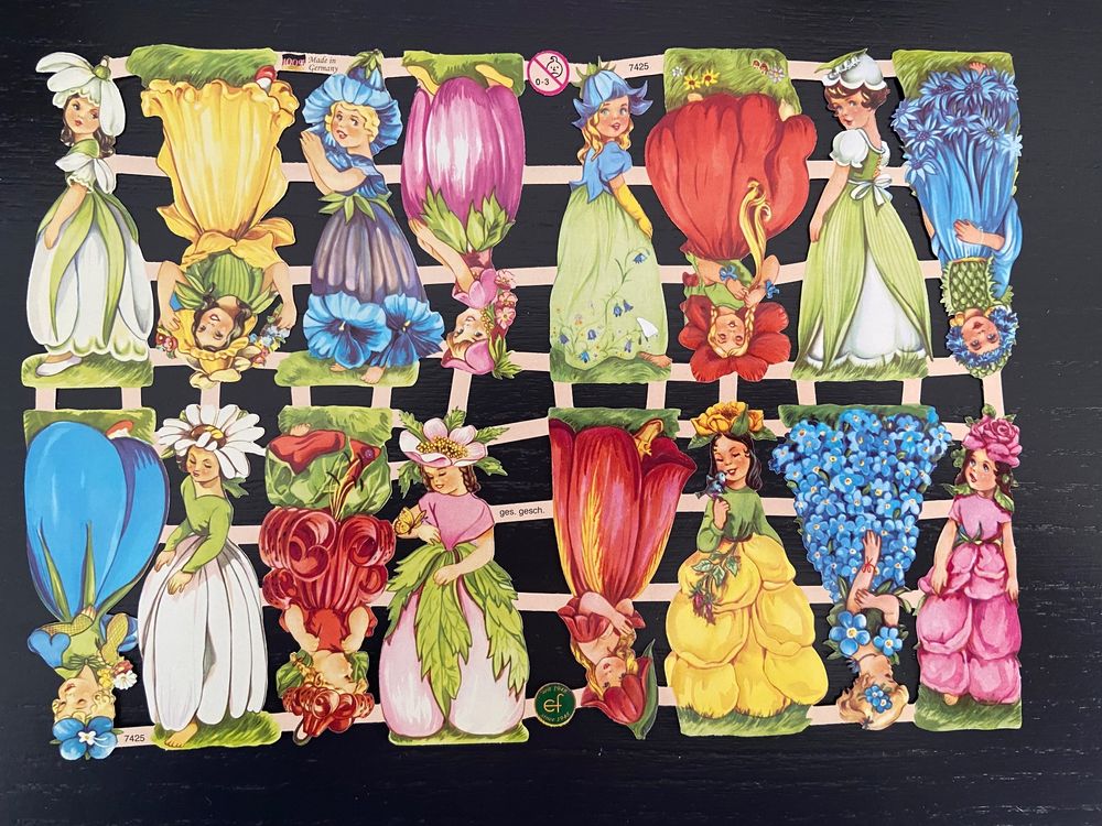 Oblaten Glanzbilder 16 Blumenkinder Nostalgie Poesiebilder | Kaufen auf Ricardo