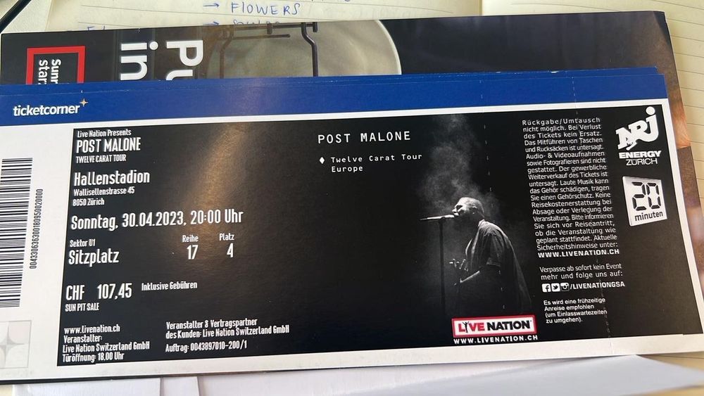 Drei Tickets für Post Malone im Hallenstadion | Kaufen auf Ricardo Drei Tickets für Post Malone im Hallenstadion | Kaufen auf Ricardo