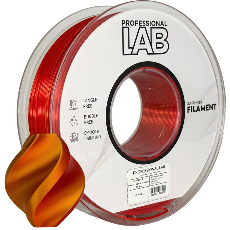 PLA Silk Dual Color Filament, 1.75 mm, 1 kg, rot, gold (Neu und ...