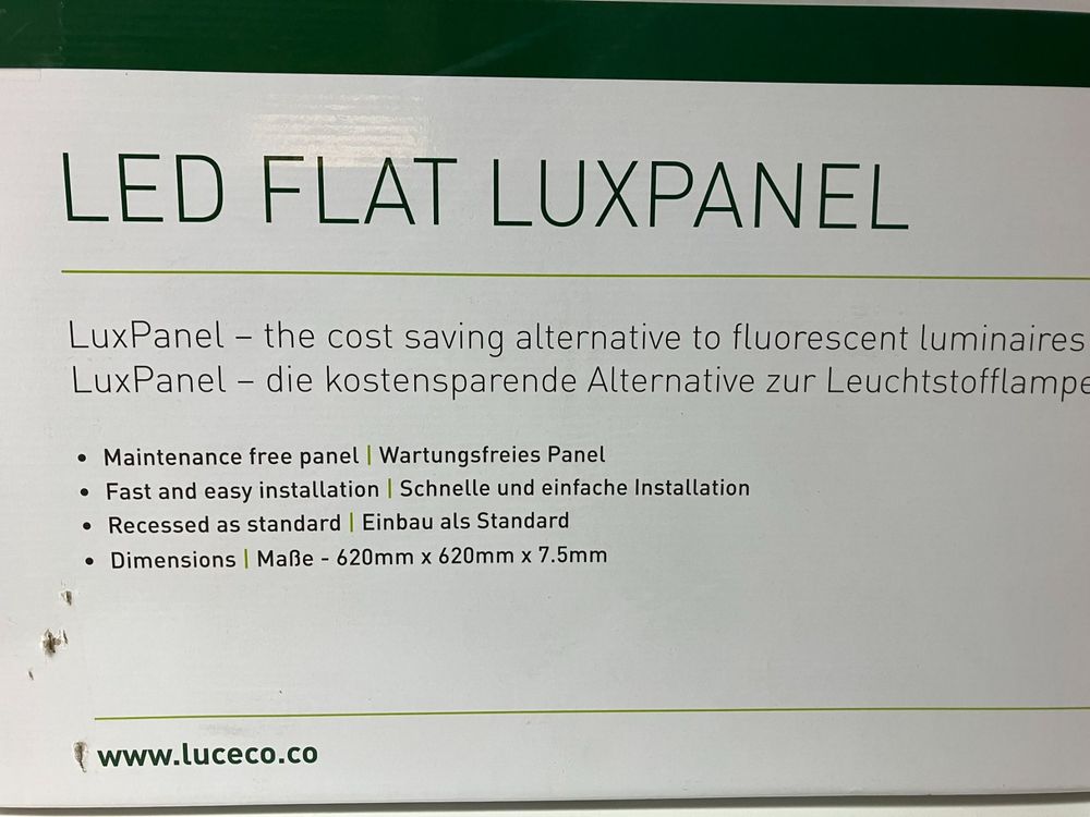 LUCECO - LED Flat Panel OVP 40W/62x62cm/3500lm ab 1.-Fr (Gebraucht) in ...