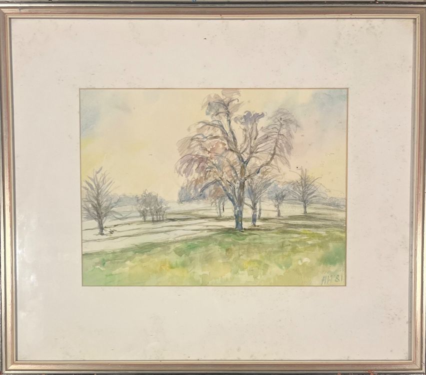 Landschafts Aquarell-Mischtechnik Monogrammiert A.H. | Kaufen auf Ricardo