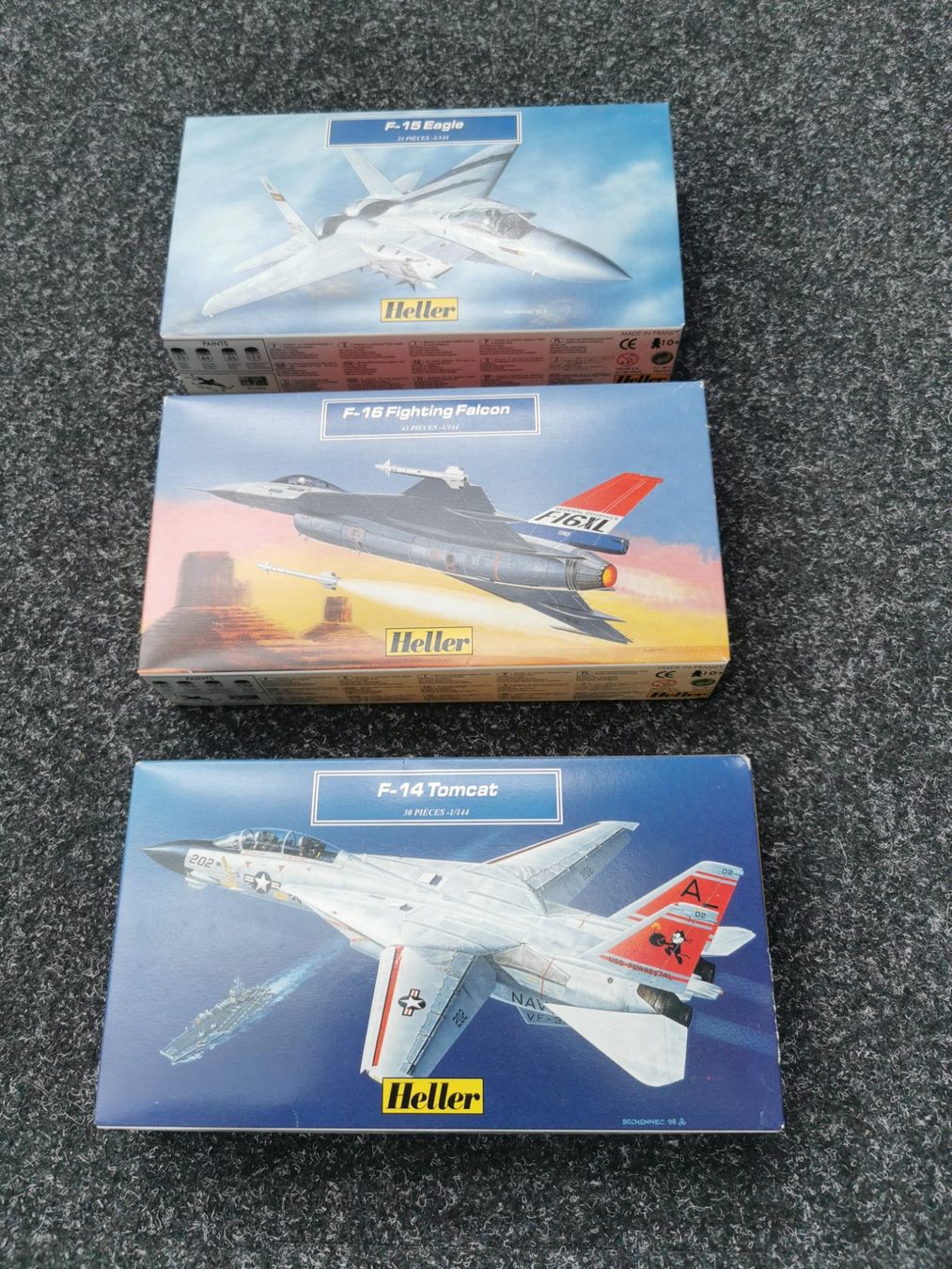 3 Bausätze Heller 1:144 F-15 Eagle F-16 Fighting Falcon F-14 (Gebraucht ...