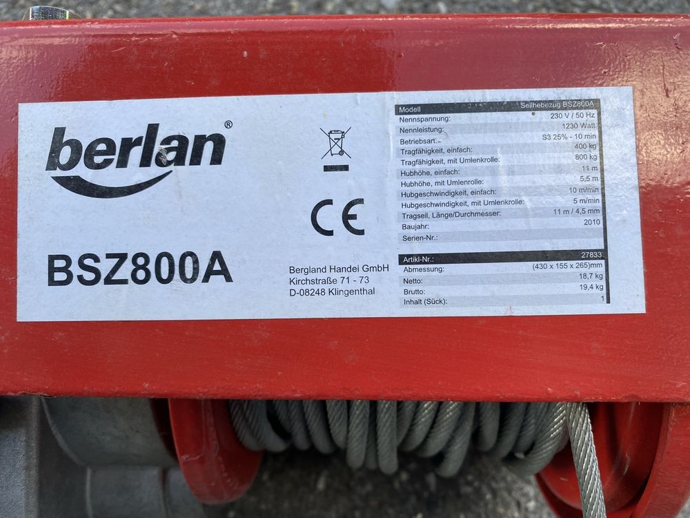 berlan Seilhebezug BSZ800A | Kaufen auf Ricardo