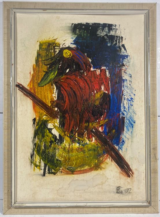 Grosse Abstrakte Gemälde von eine Papagei Monogrammiert (Gebraucht) in Root für CHF 5 – mit ...