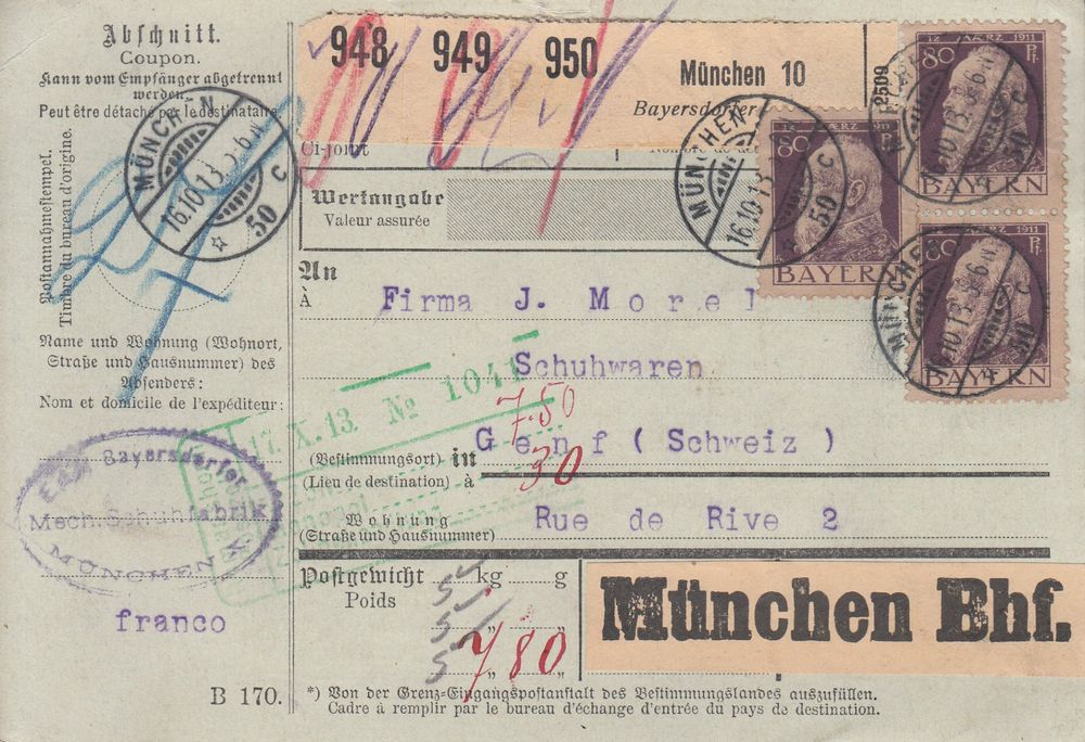 Paketkarte Bayern 1913 | Kaufen auf Ricardo
