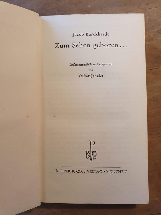 zum sehen geboren - jacob burckhardt (Gebraucht) in Zürich für CHF 1 ...