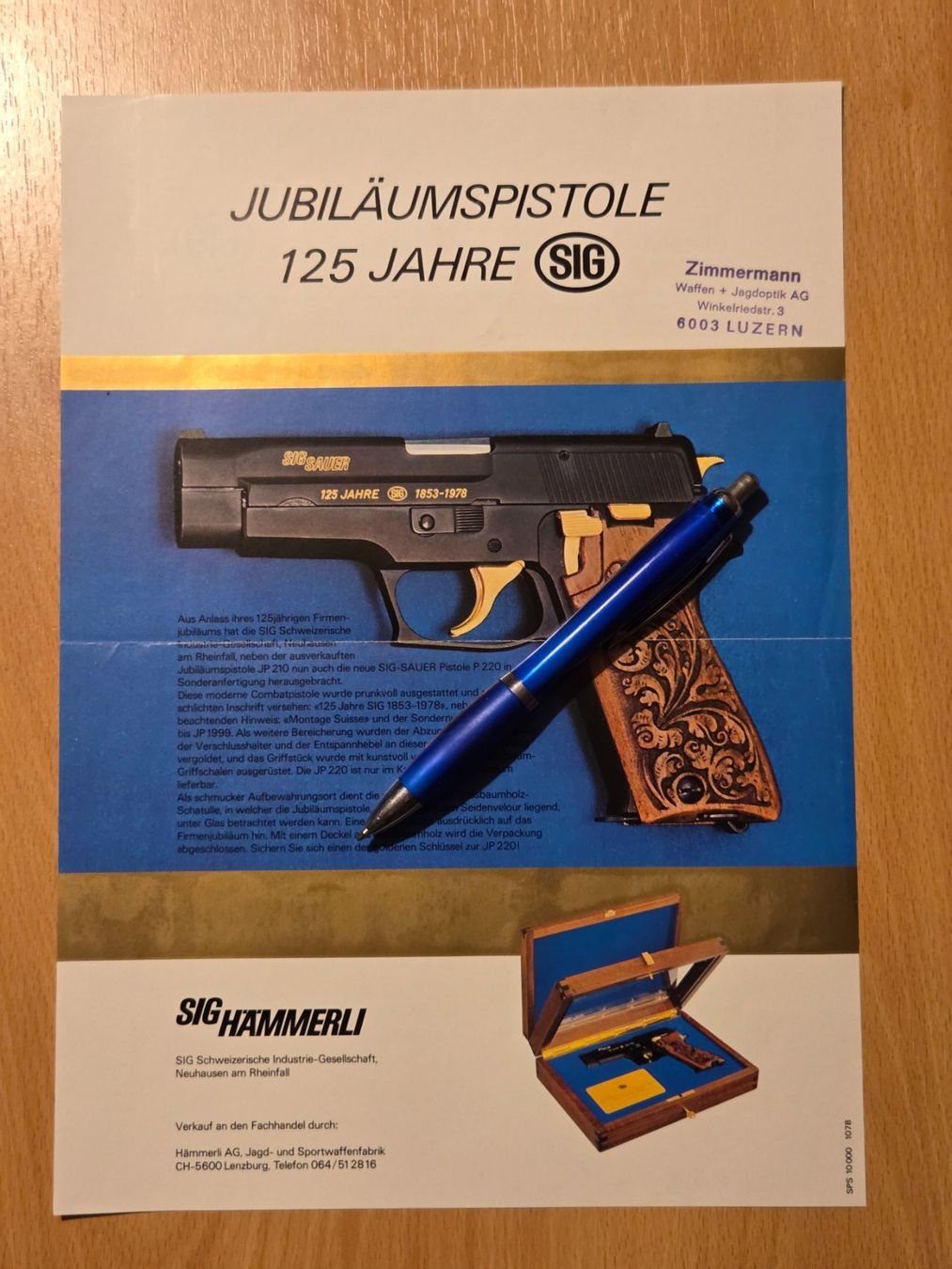 Flyer pour le Sig commémoratif P 220 (D'occasion) à Choëx pour CHF 15 ...