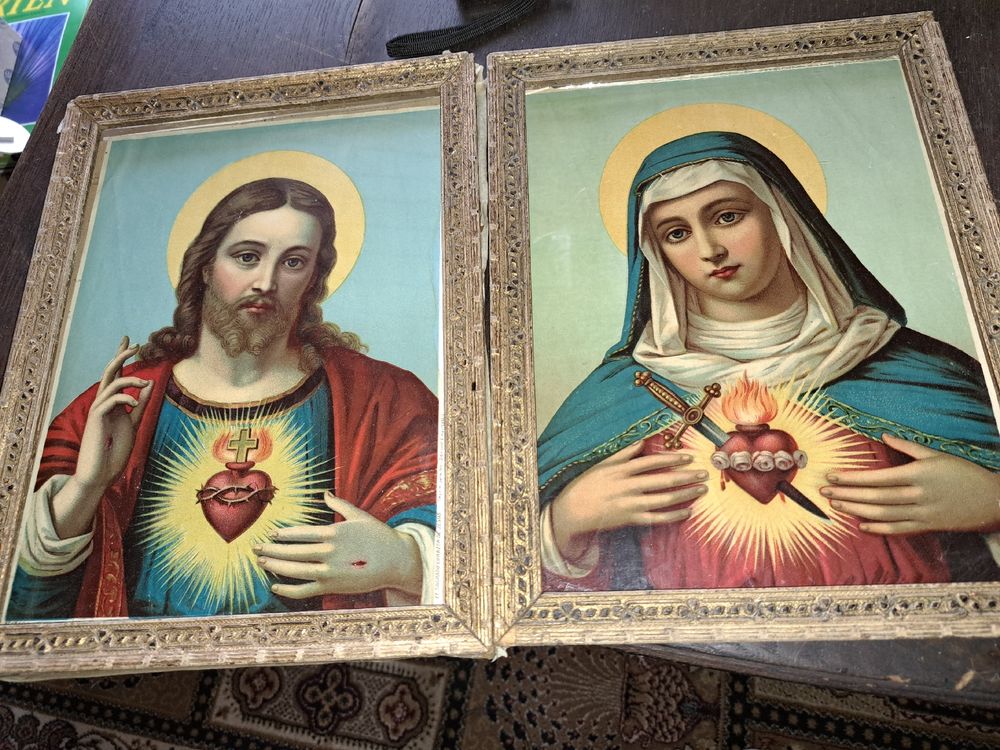2er Set religiöse Bilder Jesus Maria antikerRahmen (Gebraucht) in ...