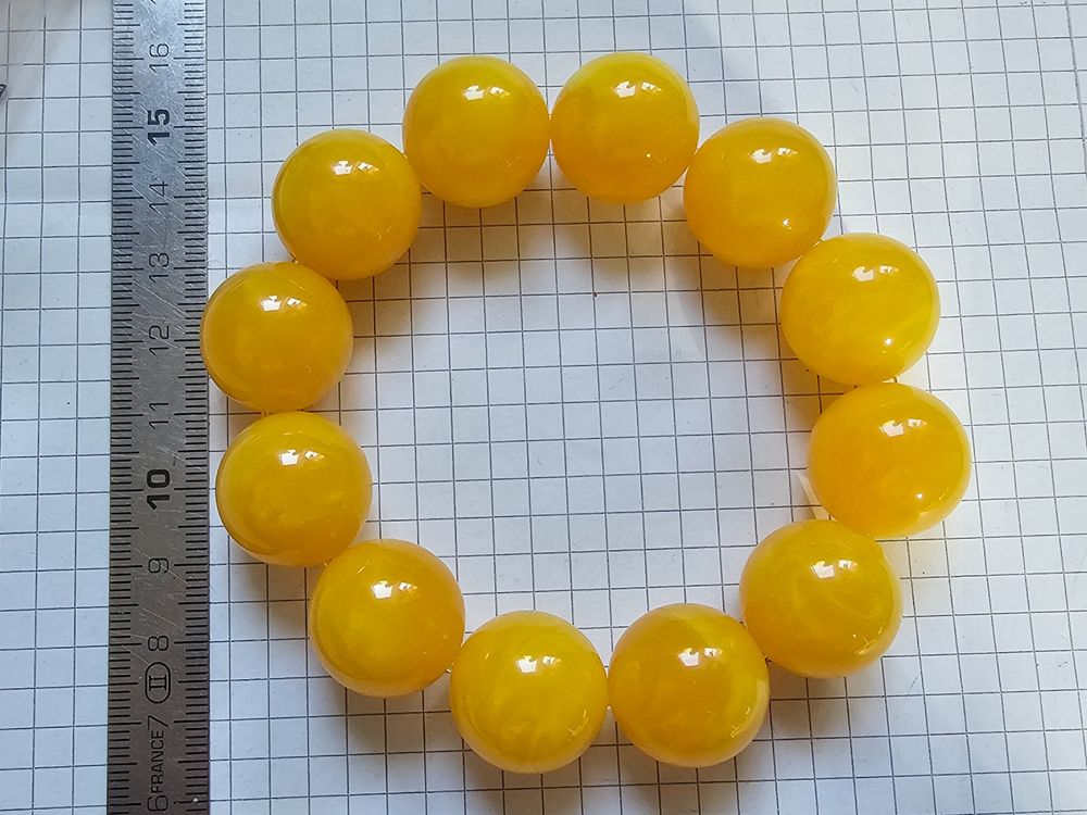 Armband 19 mm Kugeln wie Bernstein butterscotch weiß groß (Neu (gemäss ...