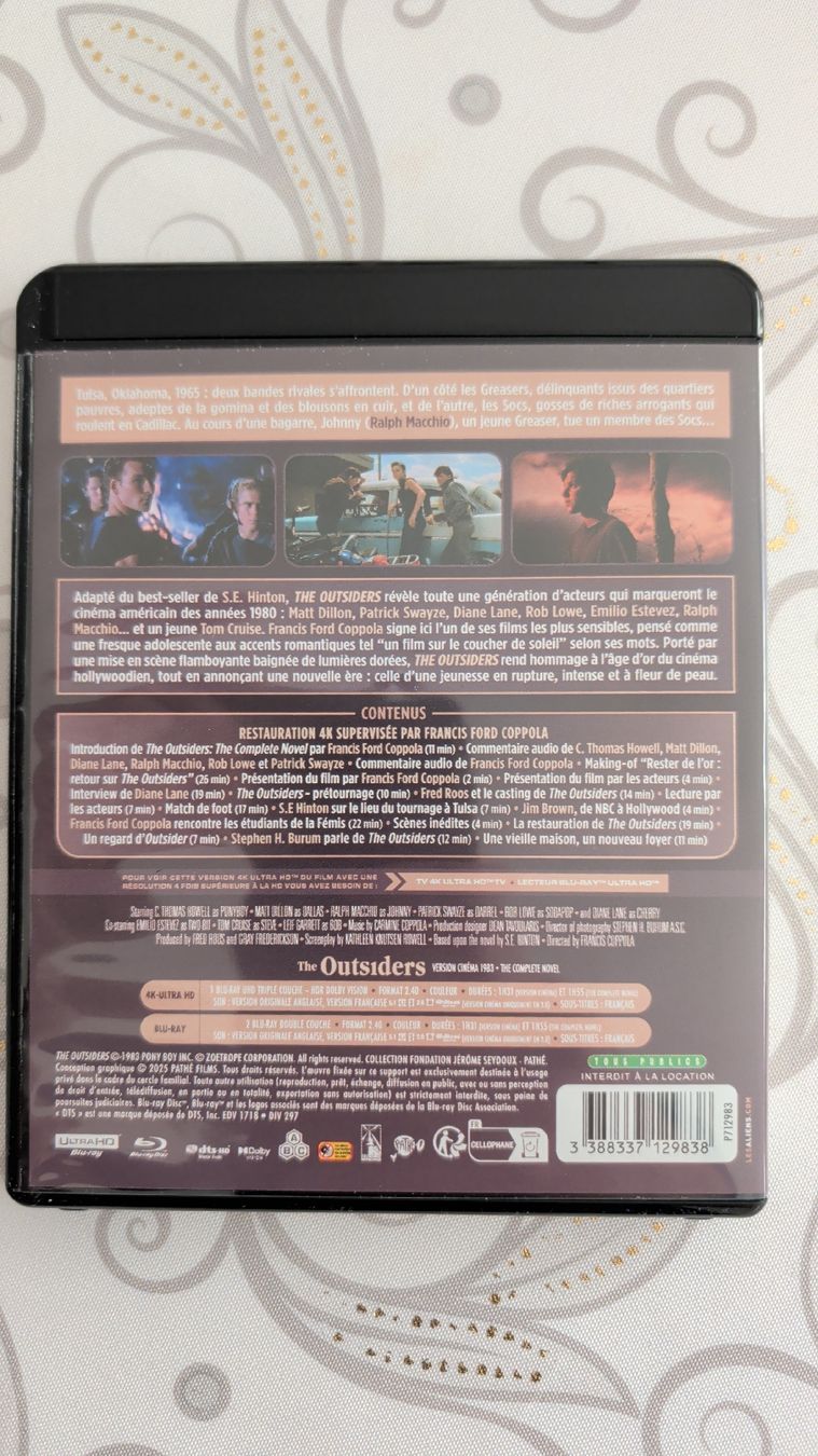 DVD 4K Ultra HD - The Outsiders - Film Culte des Années 80 (Neu (gemäss ...