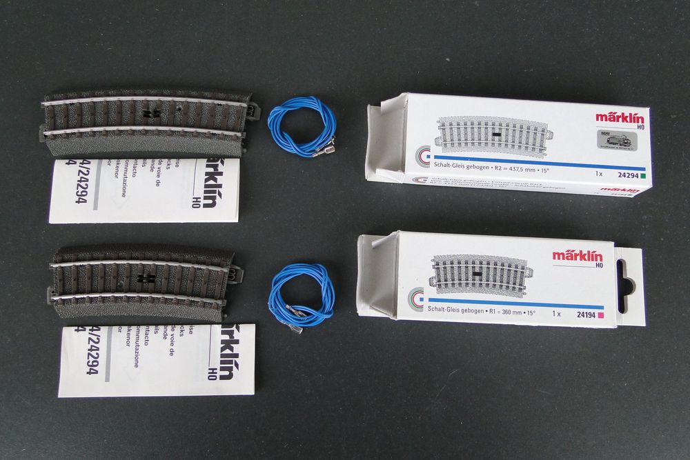 Märklin Schalt-Gleise, 24194 R1 und 24294 R2 (Neu und originalverpackt ...