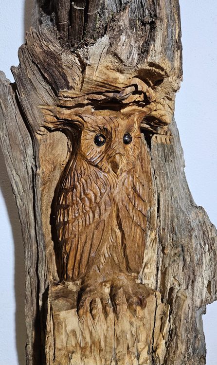 Holzskulptur Eule, Unikat, Handarbeit, Deko Figur 🦉 | Kaufen auf Ricardo