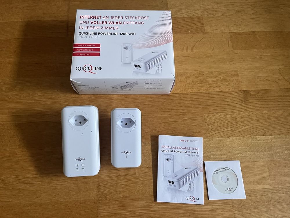 Quickline Powerline Starter Kit 1200 Wifi inkl. OVP (Gebraucht) in ...