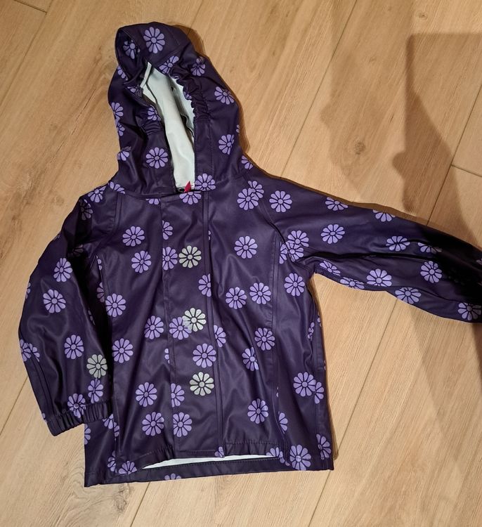 Kinder Regenjacke Gr. 80 mit Reflektoren, Lila Blumen (Gebraucht) in ...