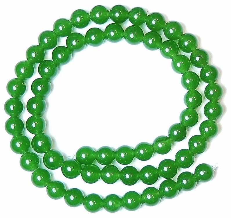 1 Strang echte grüne Jade Perlen 6 mm (Neu (gemäss Beschreibung)) in ...