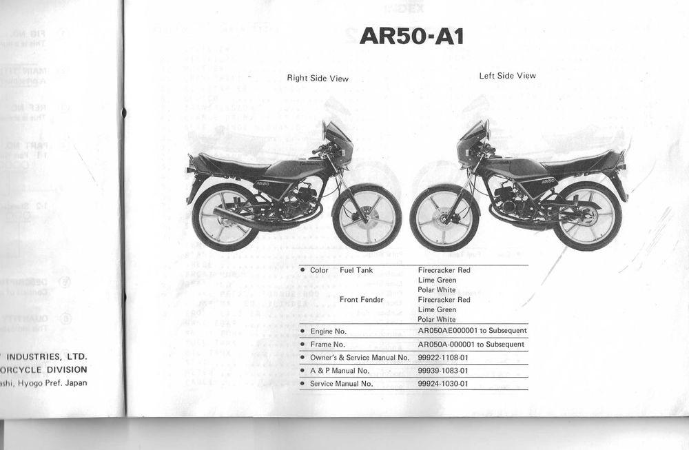 Parts catalogue Kawasaki AR50-A.De 1982 (Gebraucht) in Confignon für CHF 5 – nur Abholung auf ...