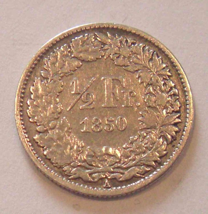 1850 - 50 Rappen ( 50 Rp. ) - Original - Silber - sehr schön (Gebraucht ...