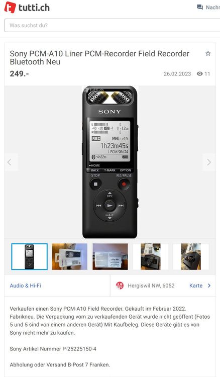 Sony PCM-A10 Linear PCM-Recorder, Bluetooth, Field Recorder (Neu und ...