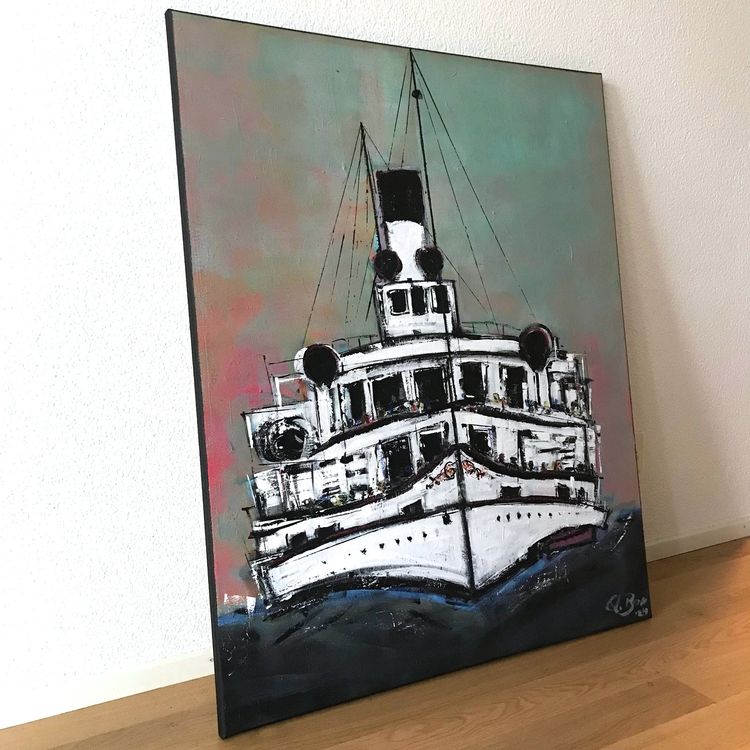 Dampfschiff Moderne Kunst Lake Lucerne Acryl Expressionismus (Neu ...