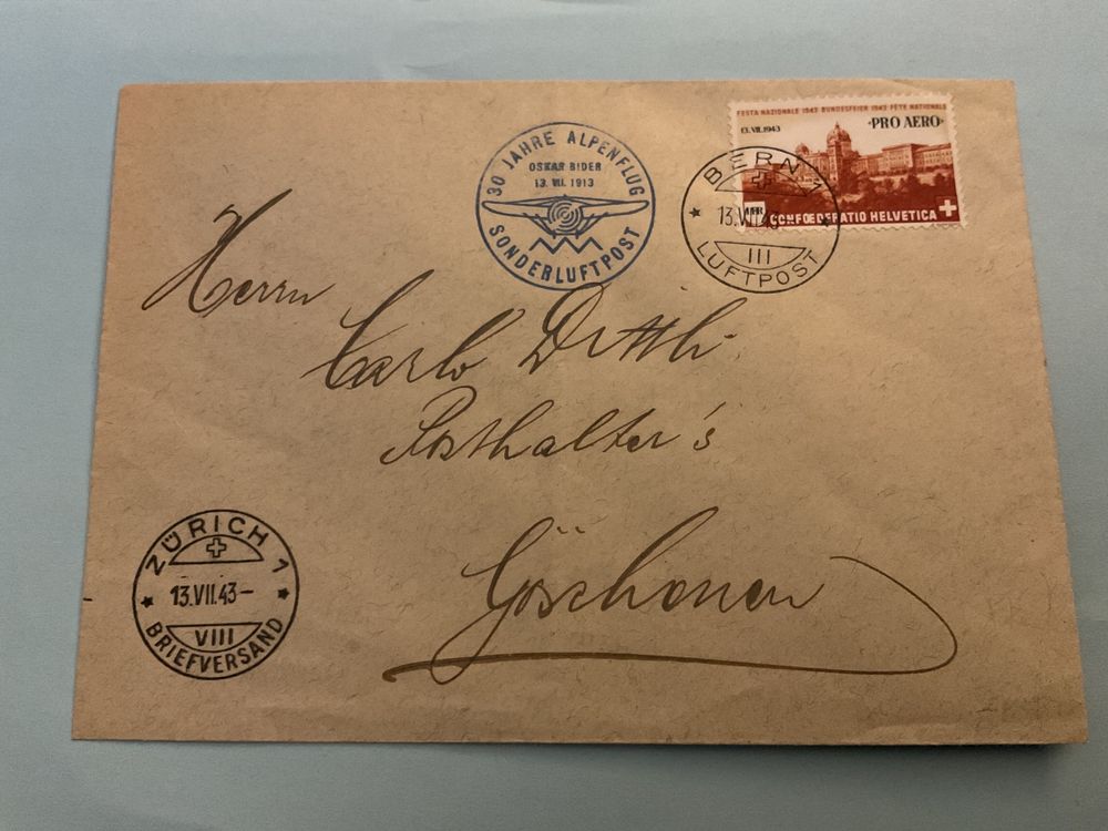 1943 Pro Aero SF 43.1a Flug Bern - Zürich Alpenflug (Gebraucht) in Rheinfelden für CHF 3 – mit ...