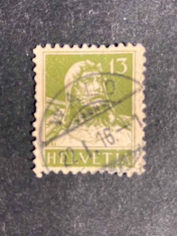 Schweiz 1916 Tellkopf 13 Rp oliv Vollstempel WALD 22.I.16 (Gebraucht) in Liestal für CHF 1 – mit ...