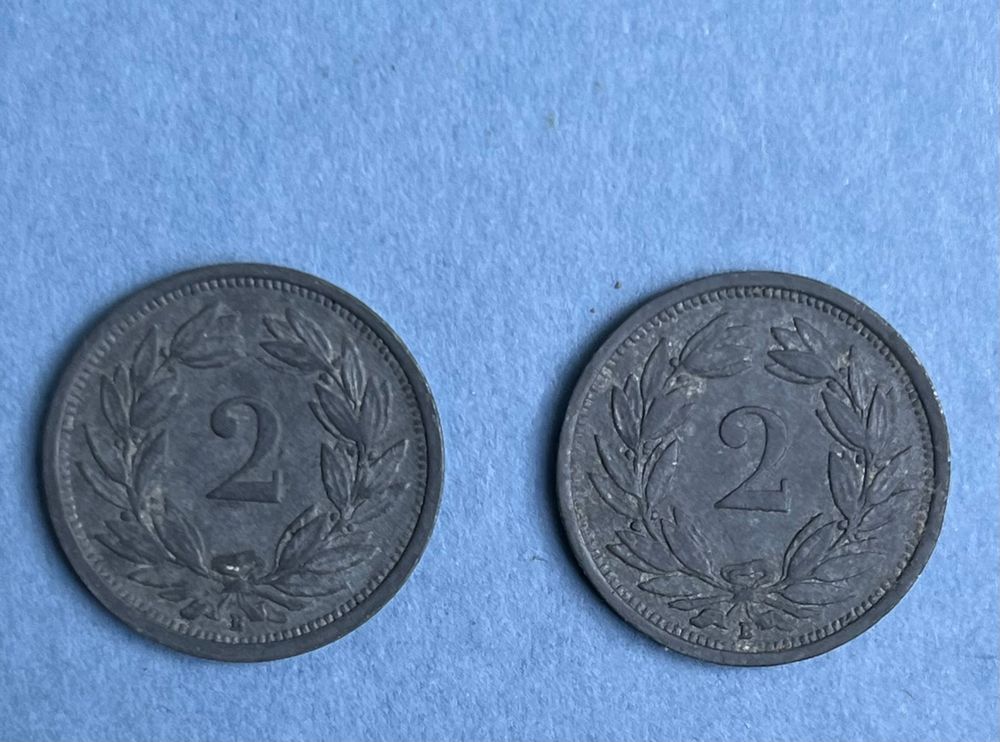 2 Münzen à 2 Rappen 1943 und 1944 (Gebraucht) in St. Gallen für CHF 2 – mit Lieferung auf ...