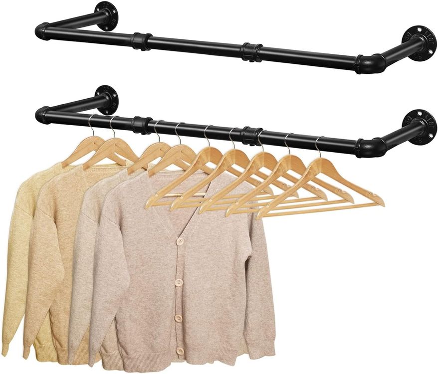 2er-Set Kleiderstangen Industrierohr Garderobenstangen 104cm (Neu und originalverpackt) in ...