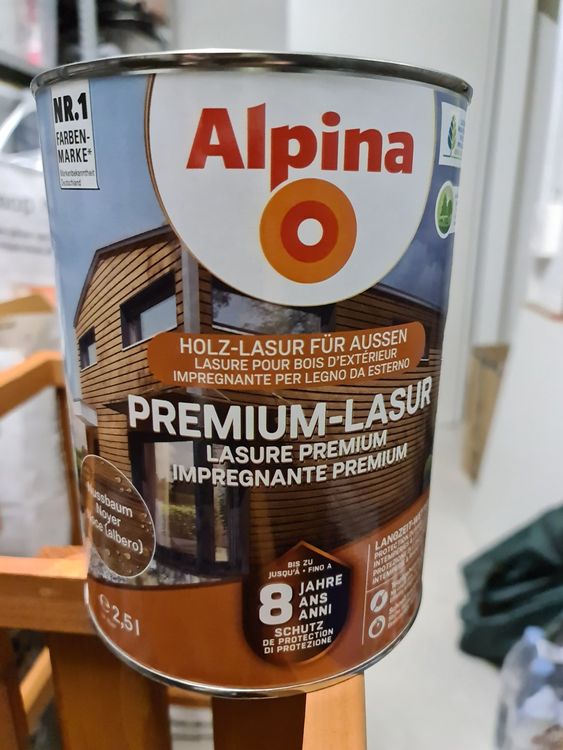Alpina Premium-Lasur Nussbaum 2,5LT - ungeöffnet in OVP (Neu und originalverpackt) in Nürensdorf ...