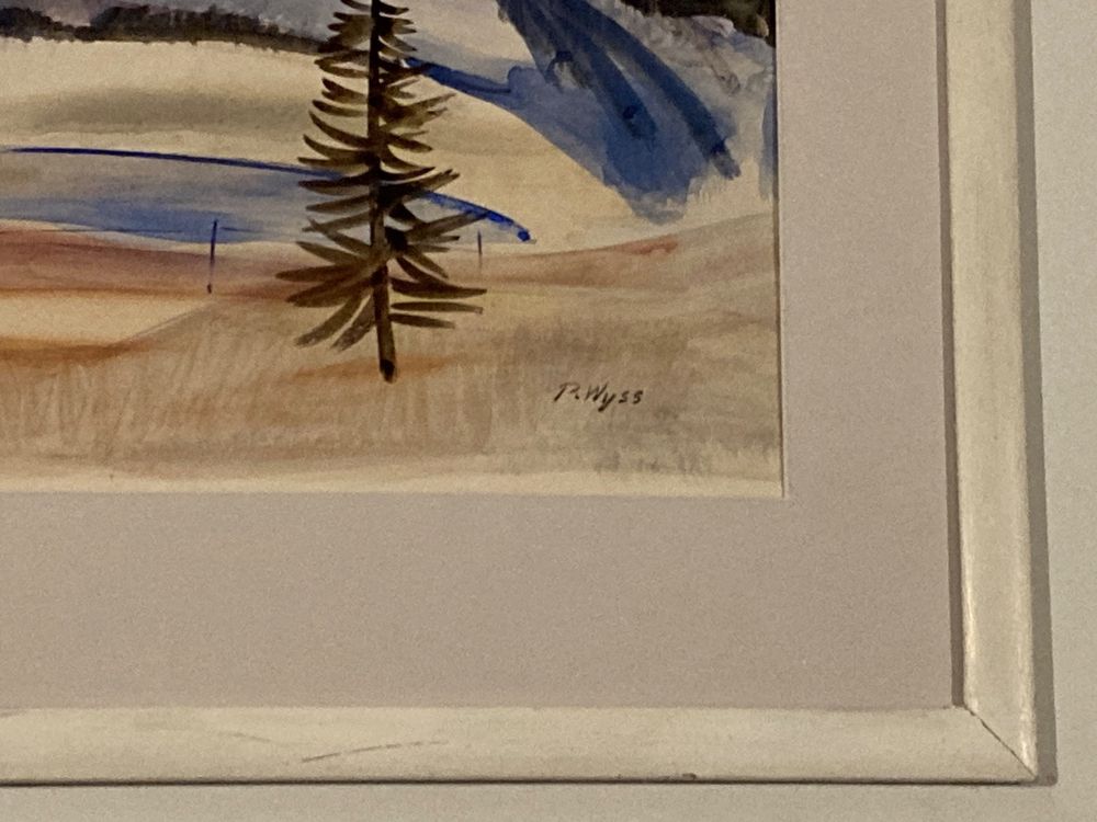 Paul Wyss (1897-1984) Aquarell Winterlandschaft mit Berge | Kaufen auf Ricardo
